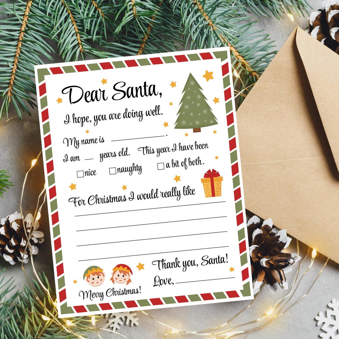 Letter to Santa. Printable Dear Santa Letter. Christmas Printable ...
