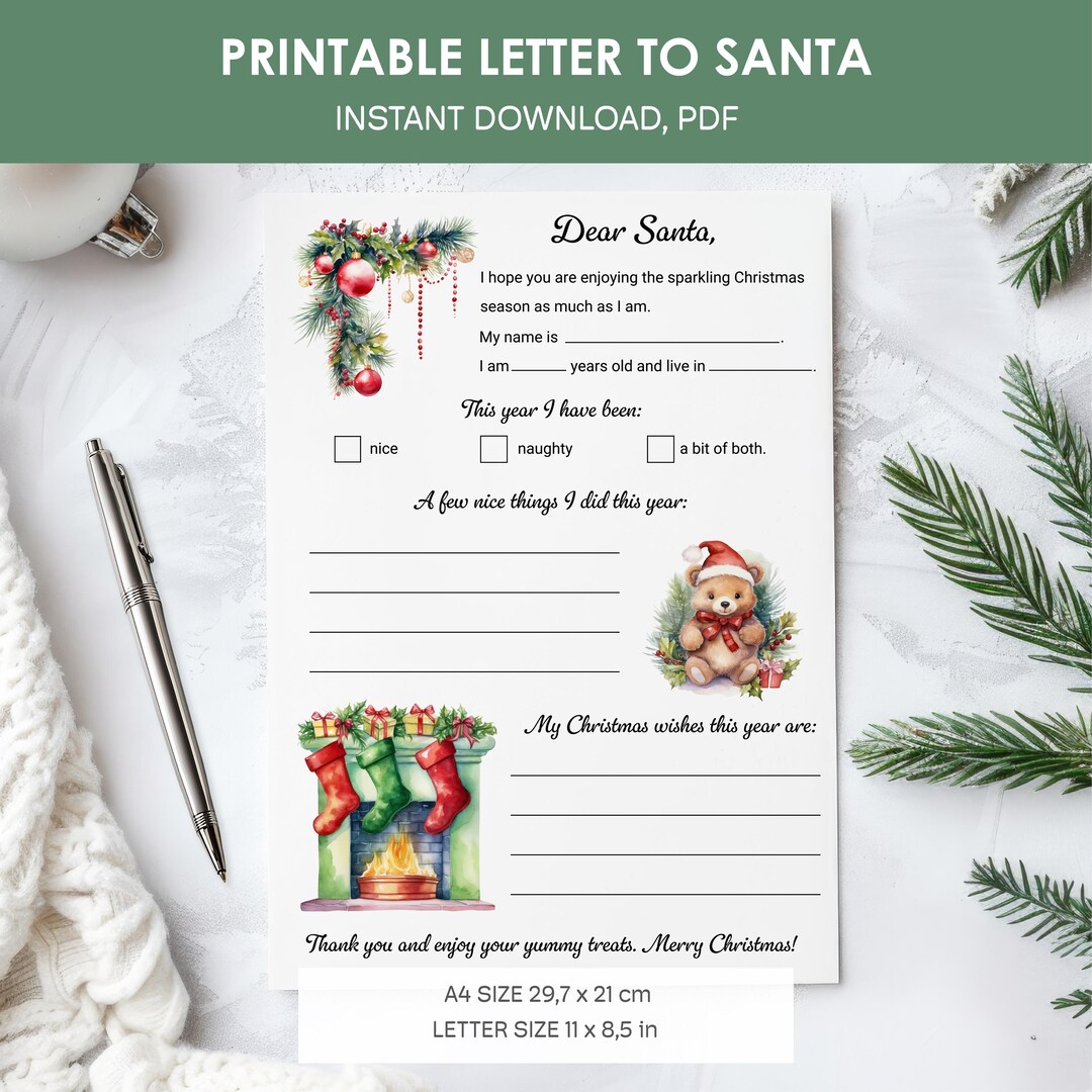 Letter to Santa. Printable Dear Santa Letter. Christmas Printable ...