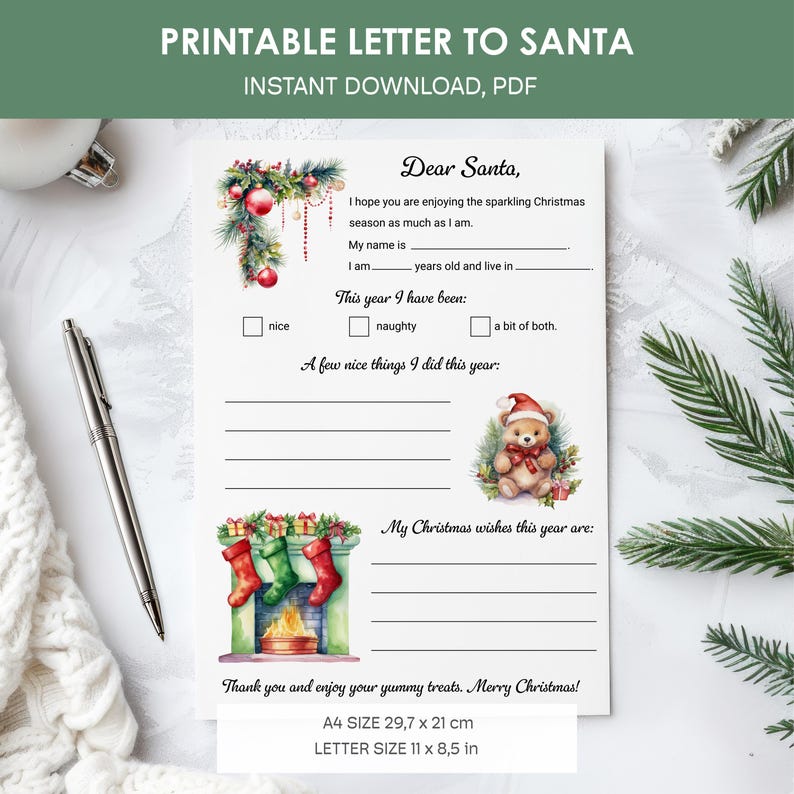 Letter to Santa. Printable Dear Santa Letter. Christmas Printable ...
