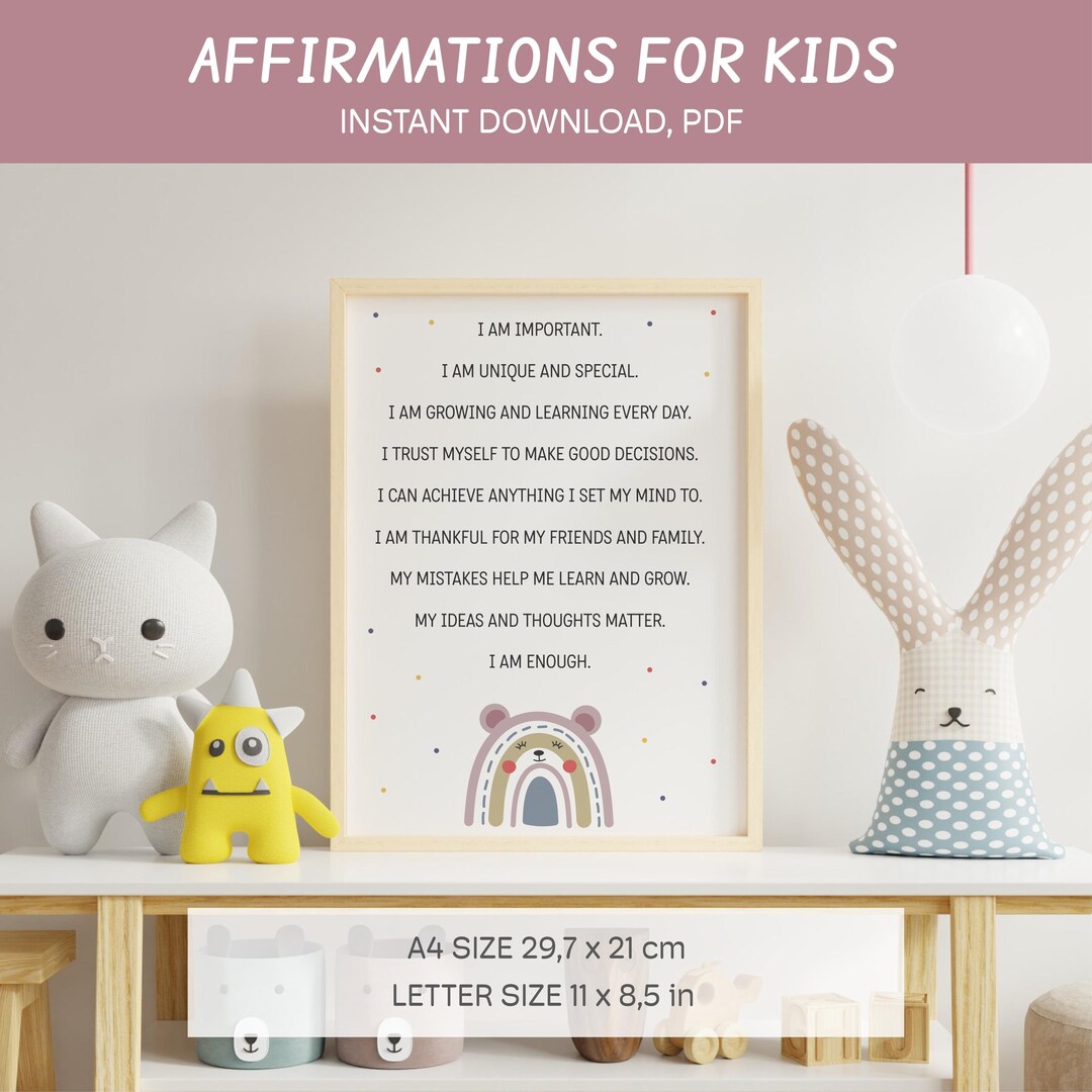Positive Affirmation Poster for Kids. Daily Affirmations. I Am ...