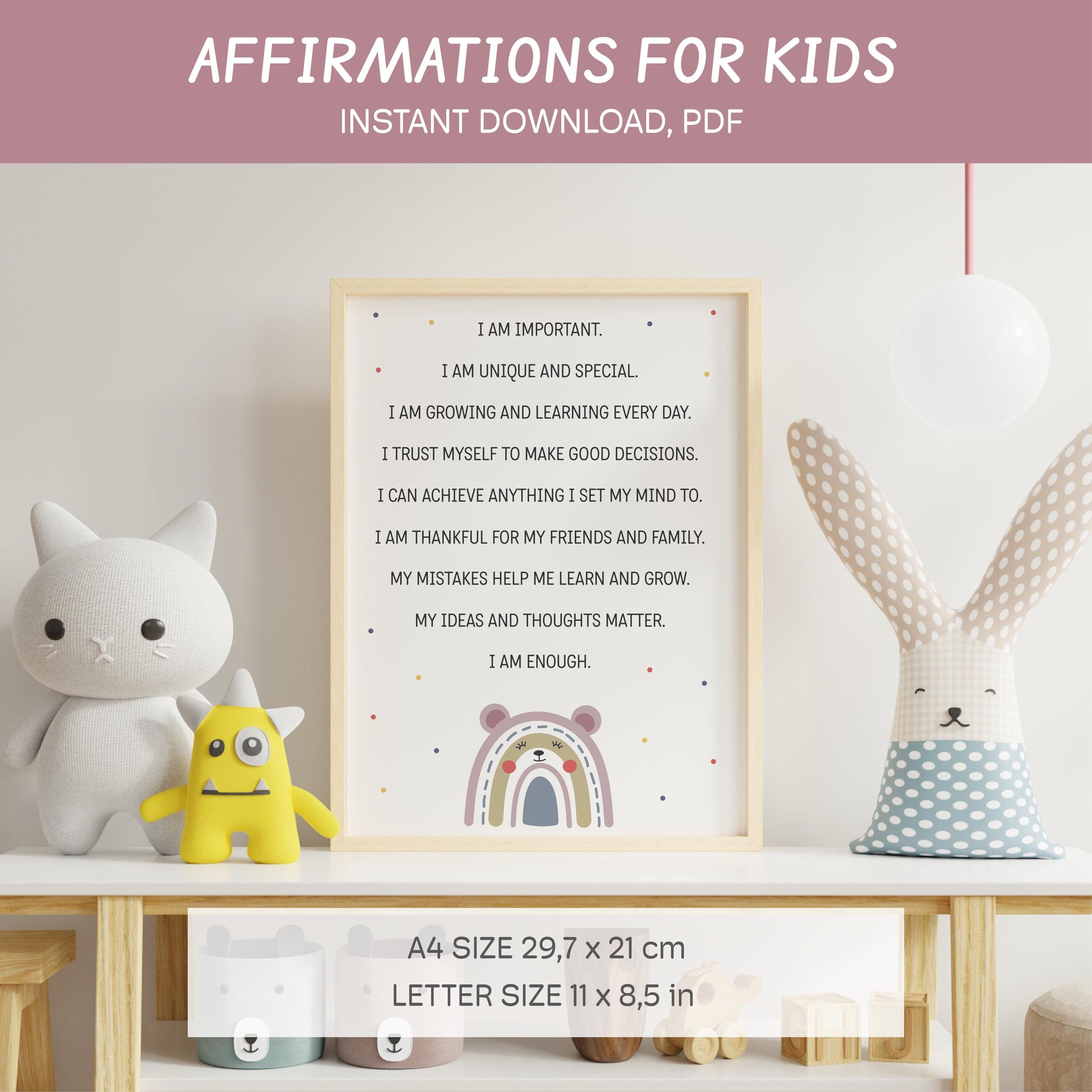 Positive Affirmation Poster for Kids. Daily Affirmations. I Am ...