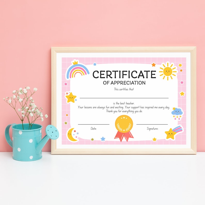 Certificate of Appreciation for the Best Teacher. Personalized Teacher ...
