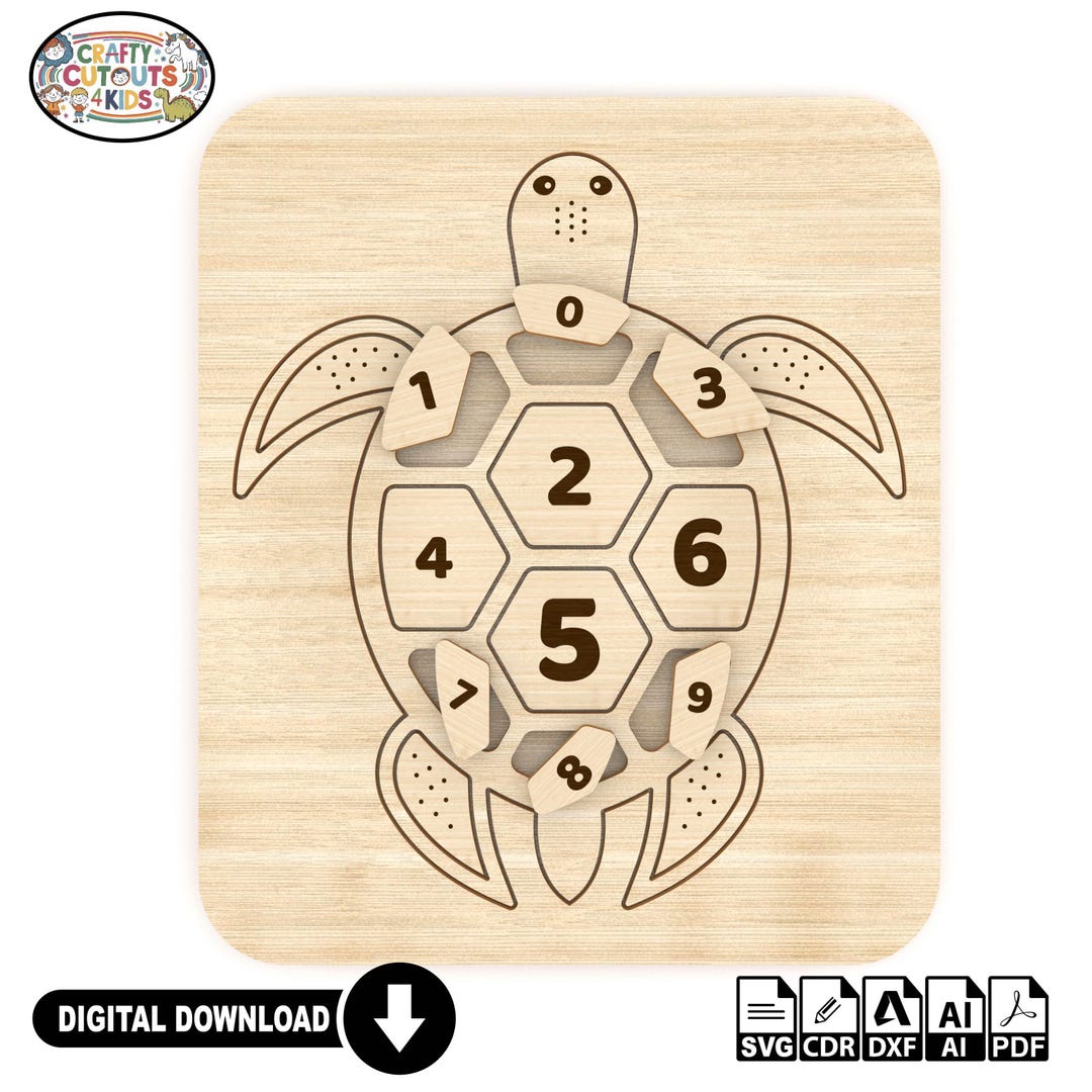 Educational Turtle Toy Laser Cut Files , Wooden Learning Puzzle for ...