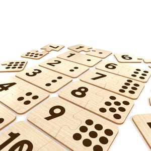 Montessori Number Puzzle for Kids, Wooden Counting Activity ...
