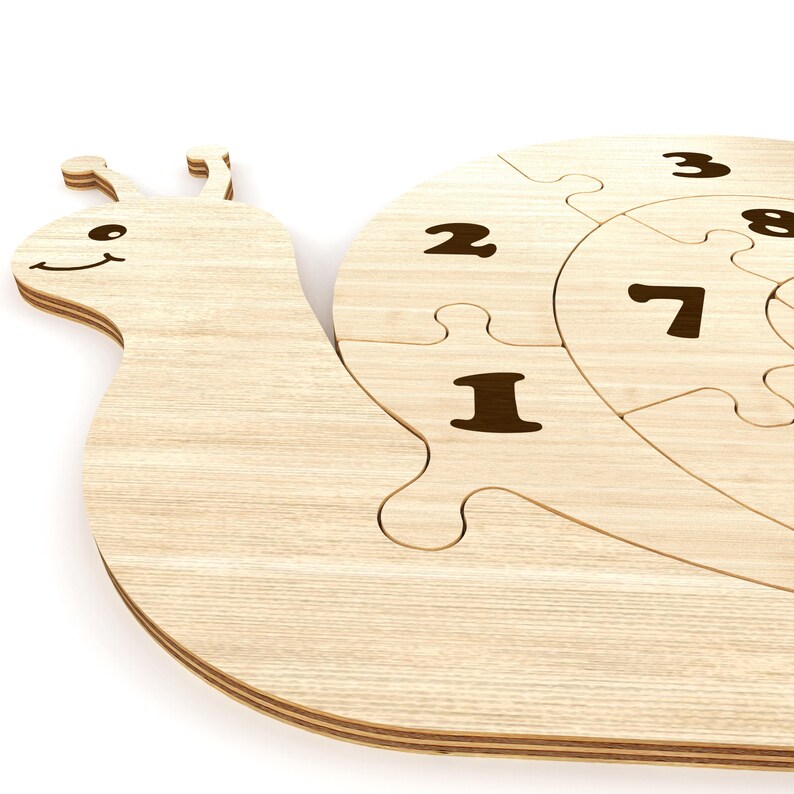 Snail Number Puzzle Laser Cut SVG Files, Educational Wooden Montessori ...