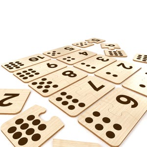 Montessori Number Puzzle for Kids, Wooden Counting Activity ...