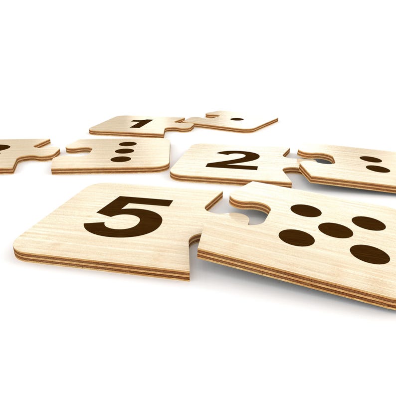 Montessori Number Puzzle for Kids, Wooden Counting Activity ...