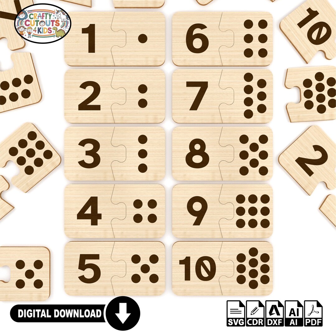 Montessori Wooden Math Number Puzzle, Laser Cut Files, Digital Download ...