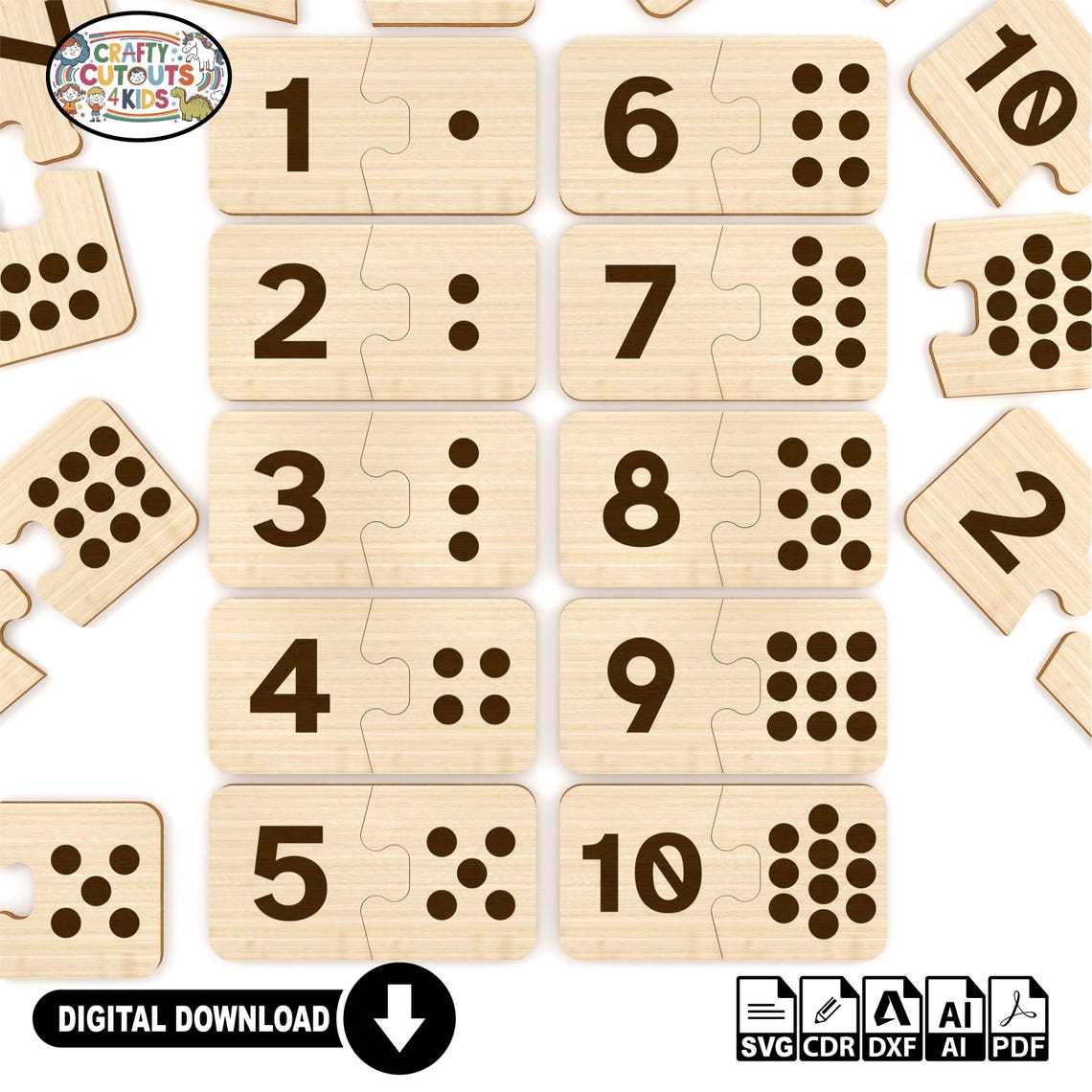 Montessori Wooden Math Number Puzzle, Laser Cut Files, Digital Download ...