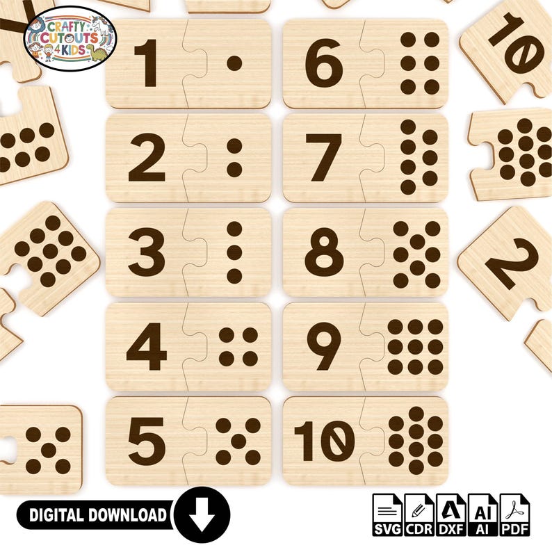 Montessori Wooden Math Number Puzzle, Laser Cut Files, Digital Download ...
