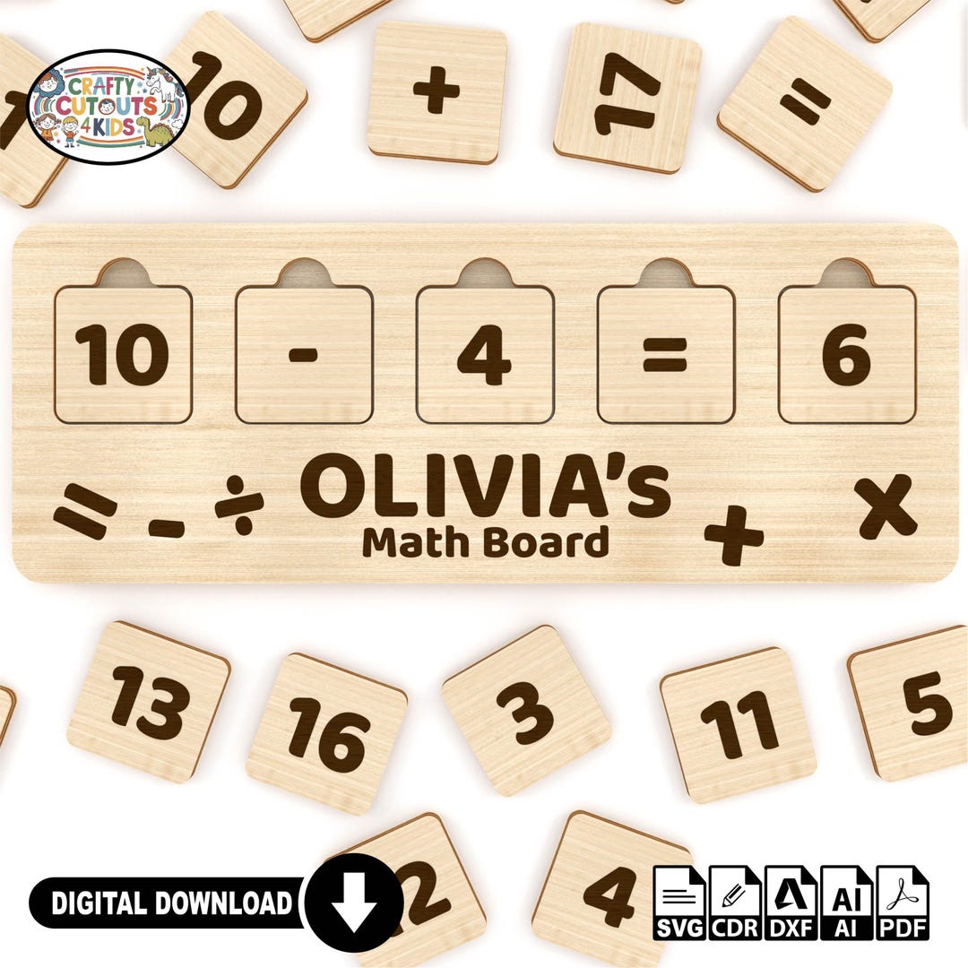Personalized Montessori Math Board Laser Cut Files (digital Download ...