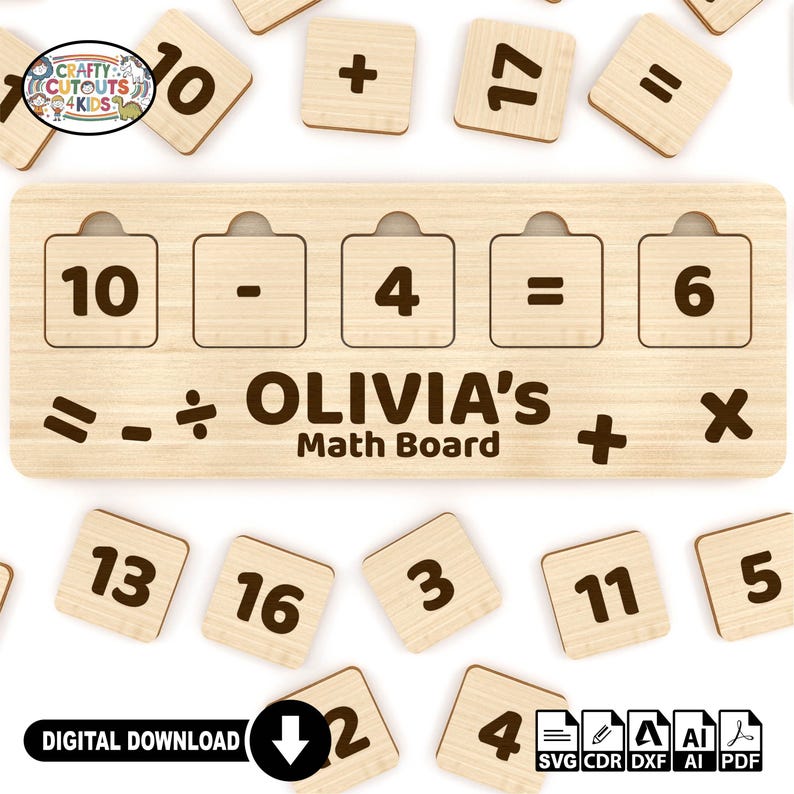 Personalized Montessori Math Board Laser Cut Files (digital Download ...