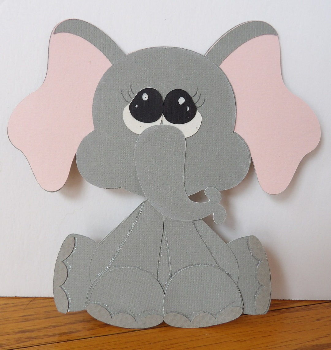 Handmade Paper Pieced Baby Elephant Embellishment: Scrapbook, Shower ...