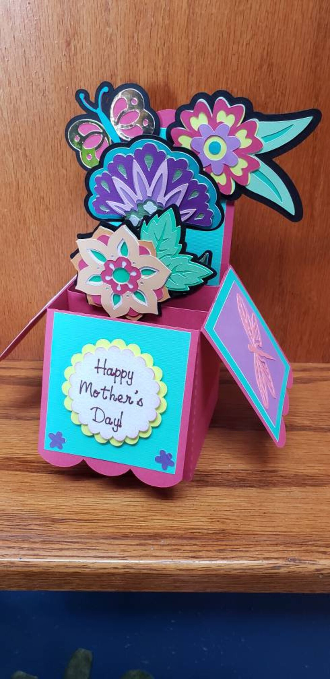 Handmade Greeting Card Pop up Box Card Exploding 3D Flowers & Butterfly ...