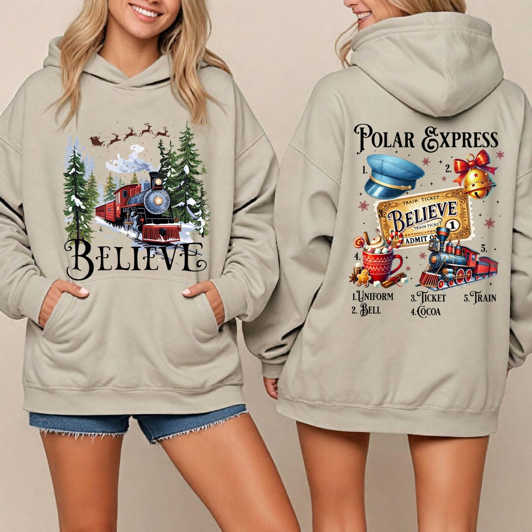 Believe North Pole Christmas Train Hoodie :polar Express Family ...