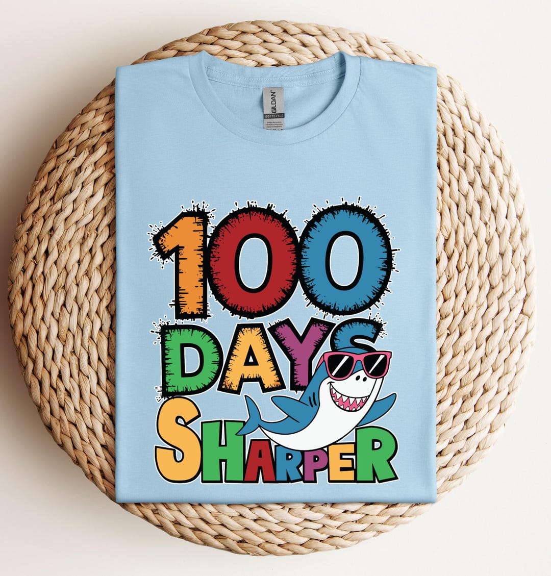 100 Days Sharper Shark Shirt, 100th Day of School Boy T-shirt, Kids ...