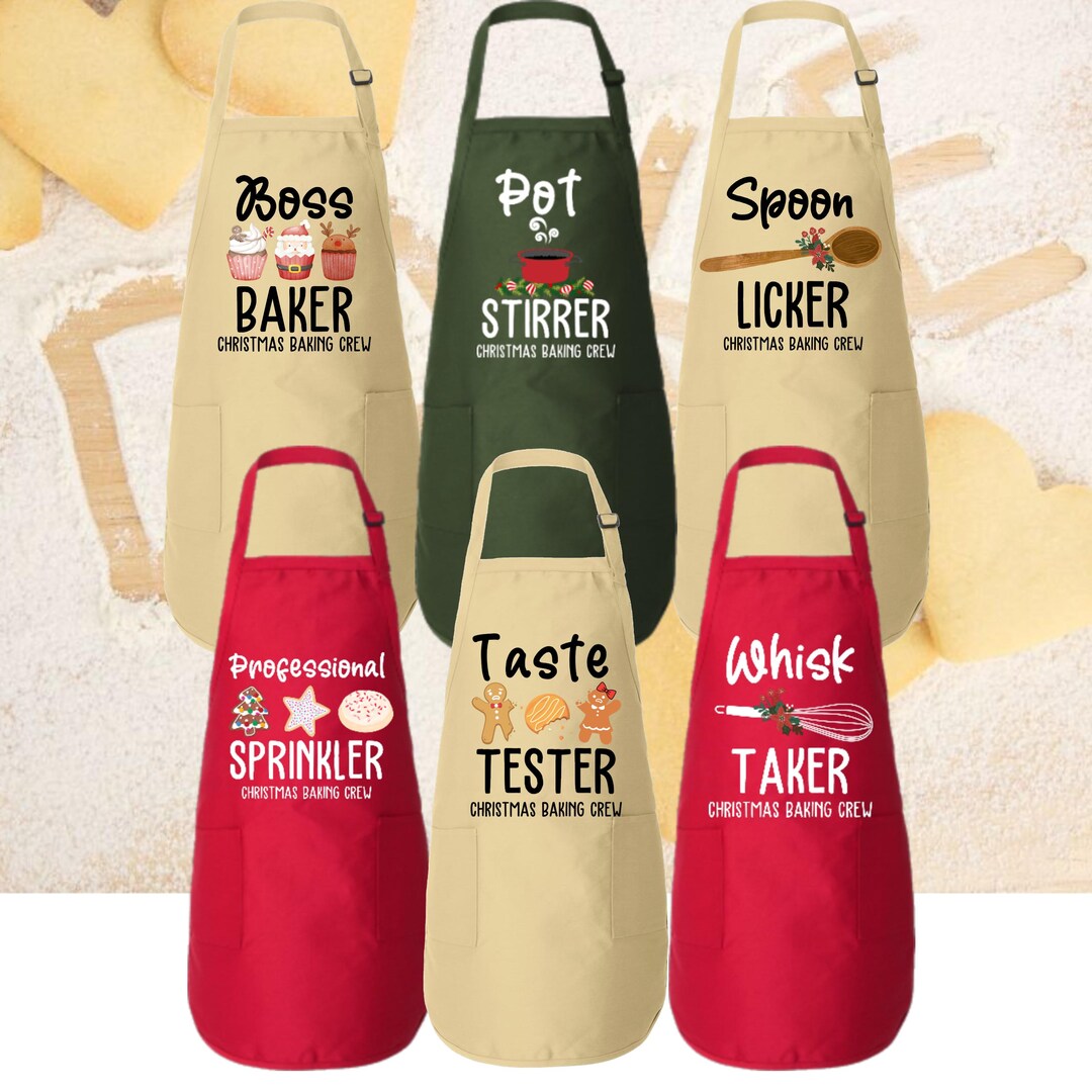 Custom Christmas Baking Apron: Funny Family Kitchen Crew, Cotton - Etsy
