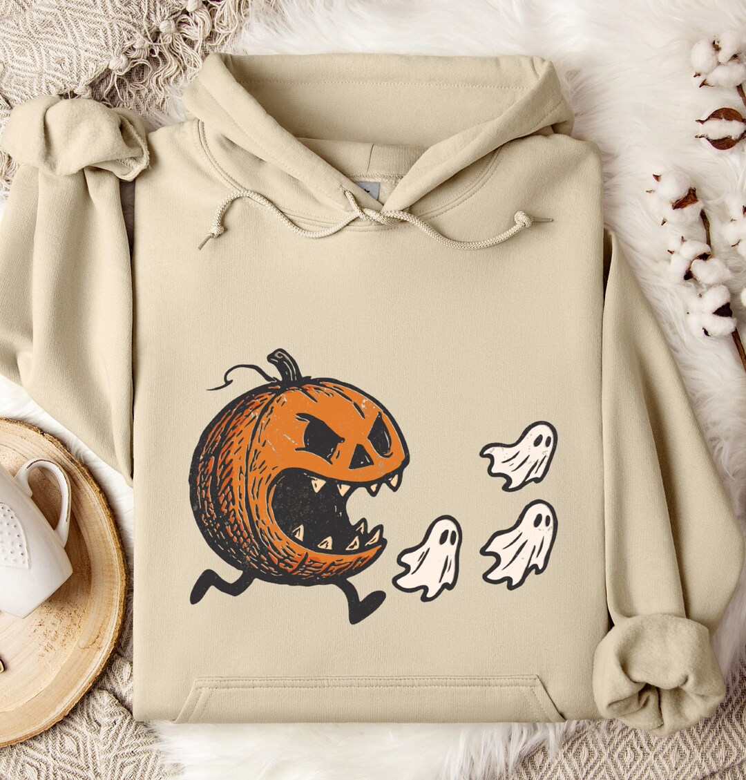 Jack O Lantern Halloween Hoodie: Ghost Chasing Pumpkin Family Costume ...
