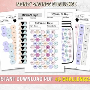 49 Savings Challenges | Budget Planner & Tracker | Digital A4 A5 ...