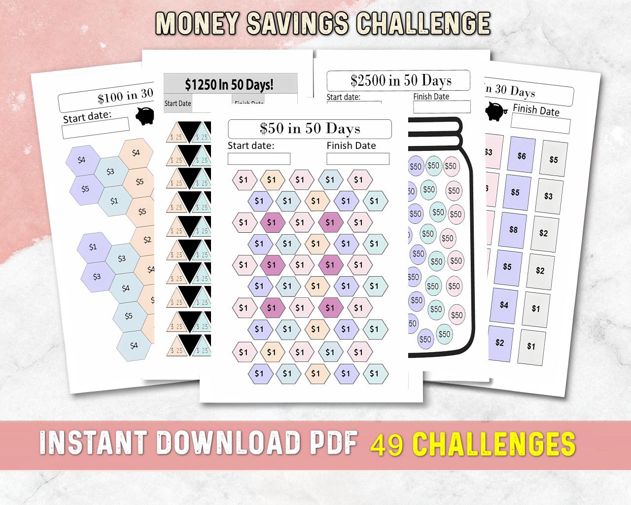 49 Savings Challenges | Budget Planner & Tracker | Digital A4 A5 ...