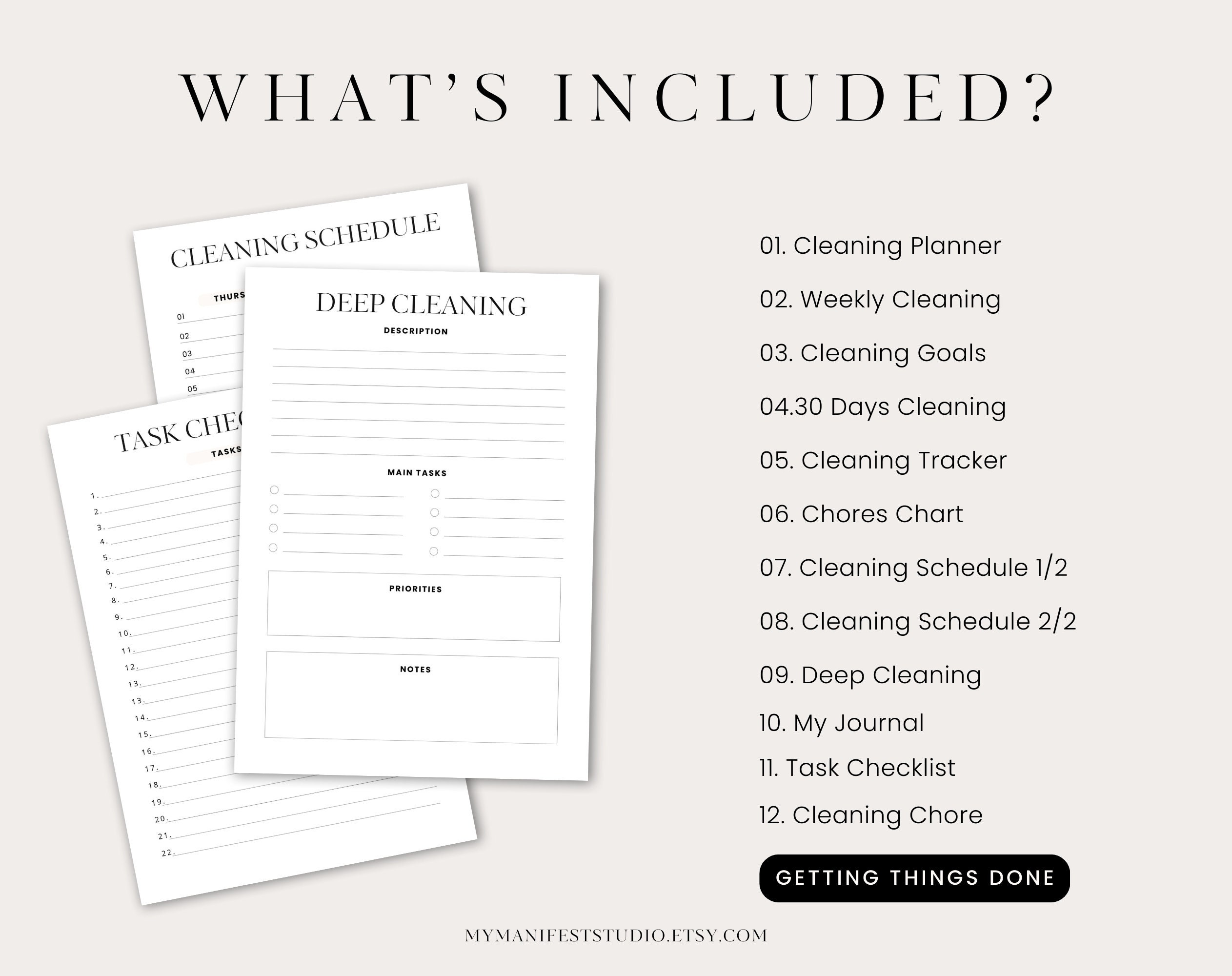 Printable Cleaning Planner, Digital Planner for Cleaning, A4 Size ...