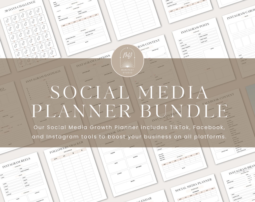 Printable Social Media Planner Bundle, Content Planner for Instagram ...