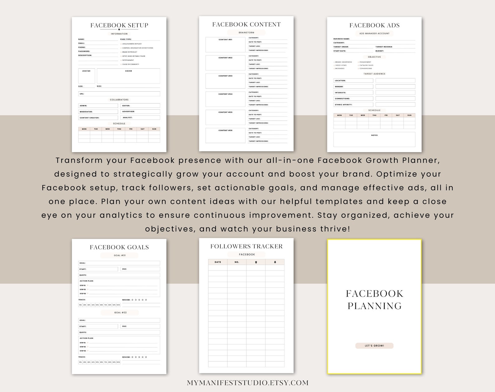 Printable Social Media Planner Bundle, Content Planner for Instagram ...