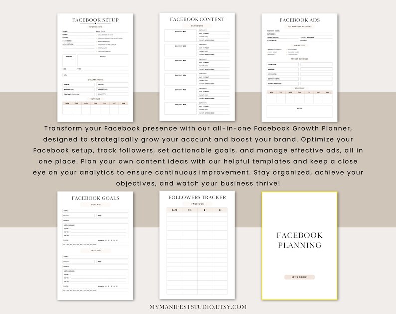 Printable Social Media Planner Bundle, Content Planner for Instagram ...