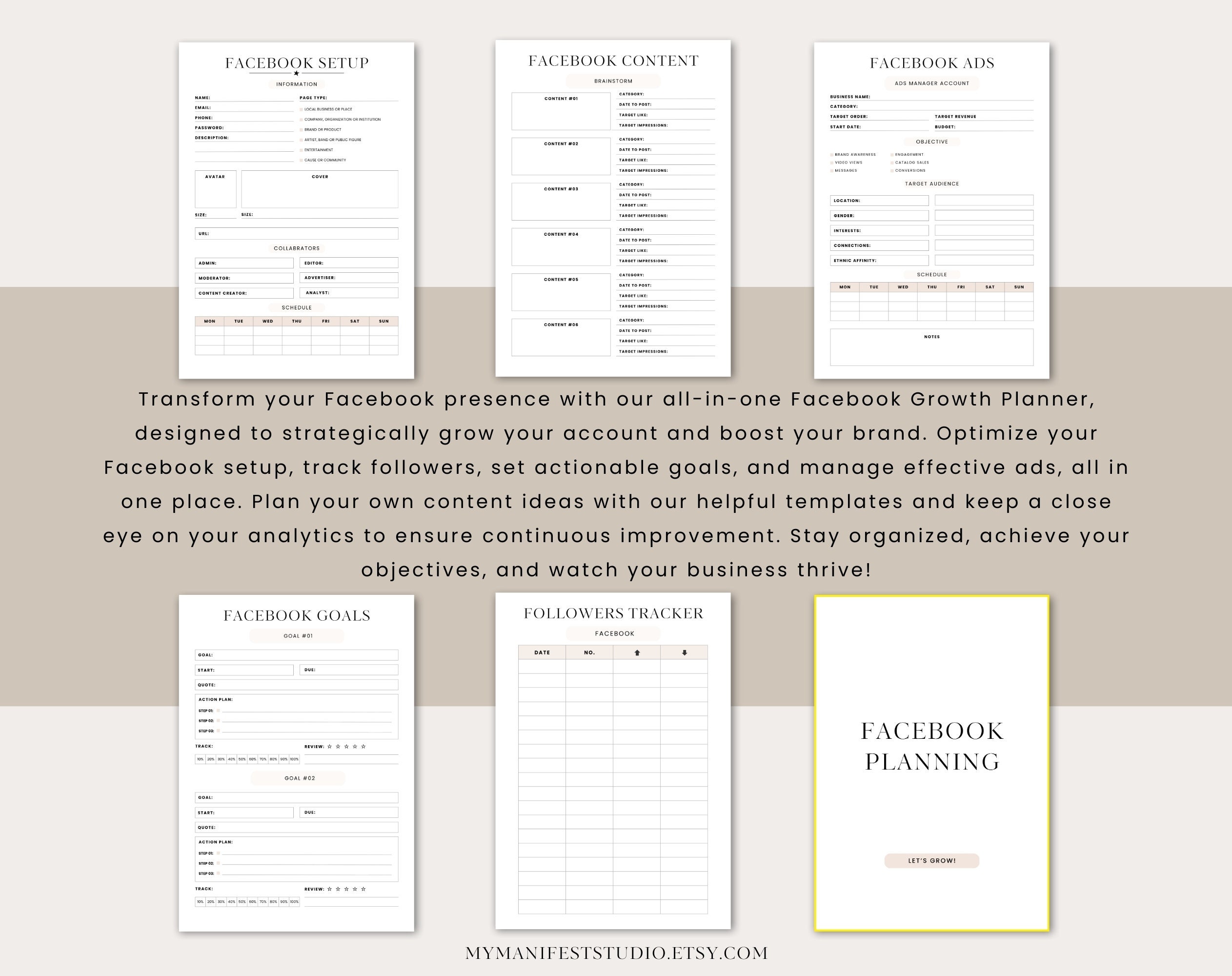 Printable Social Media Planner Bundle, Content Planner for Instagram ...