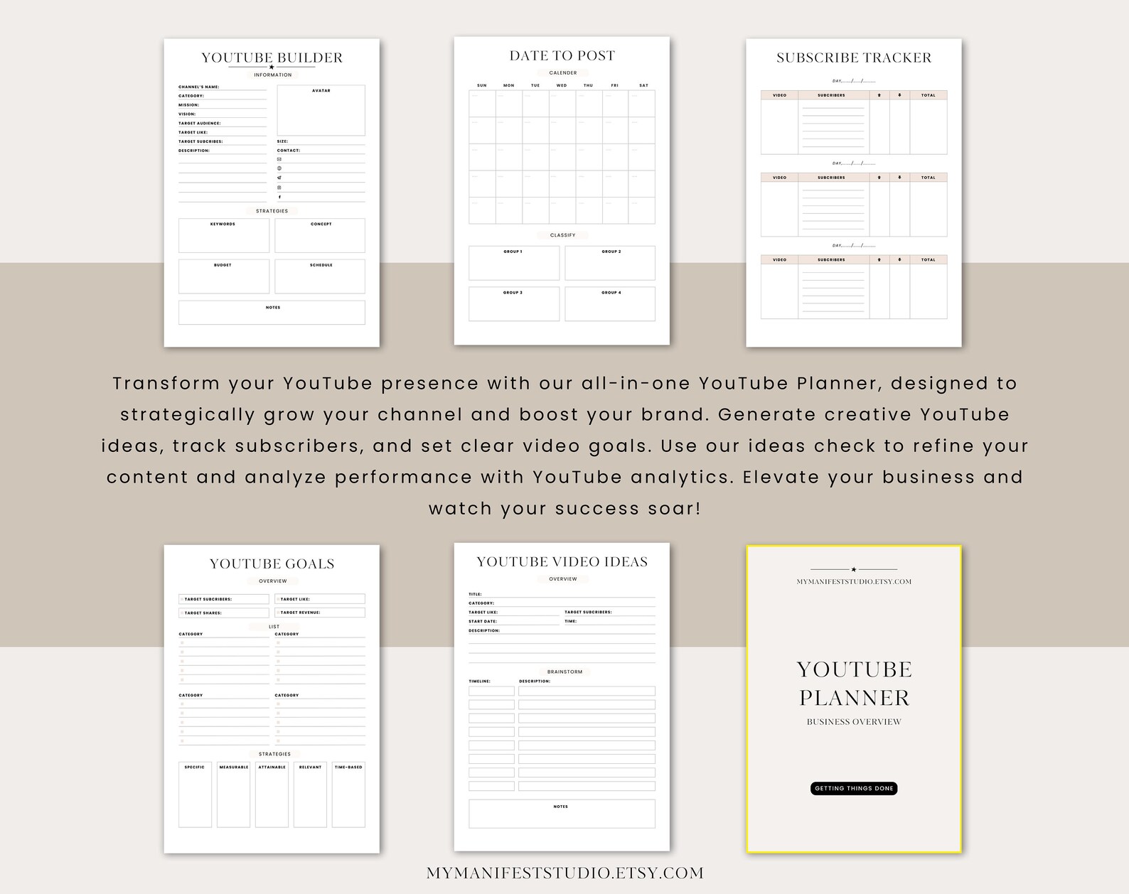 Printable Youtube Planner, Content Planner for Youtube, A4 Size ...