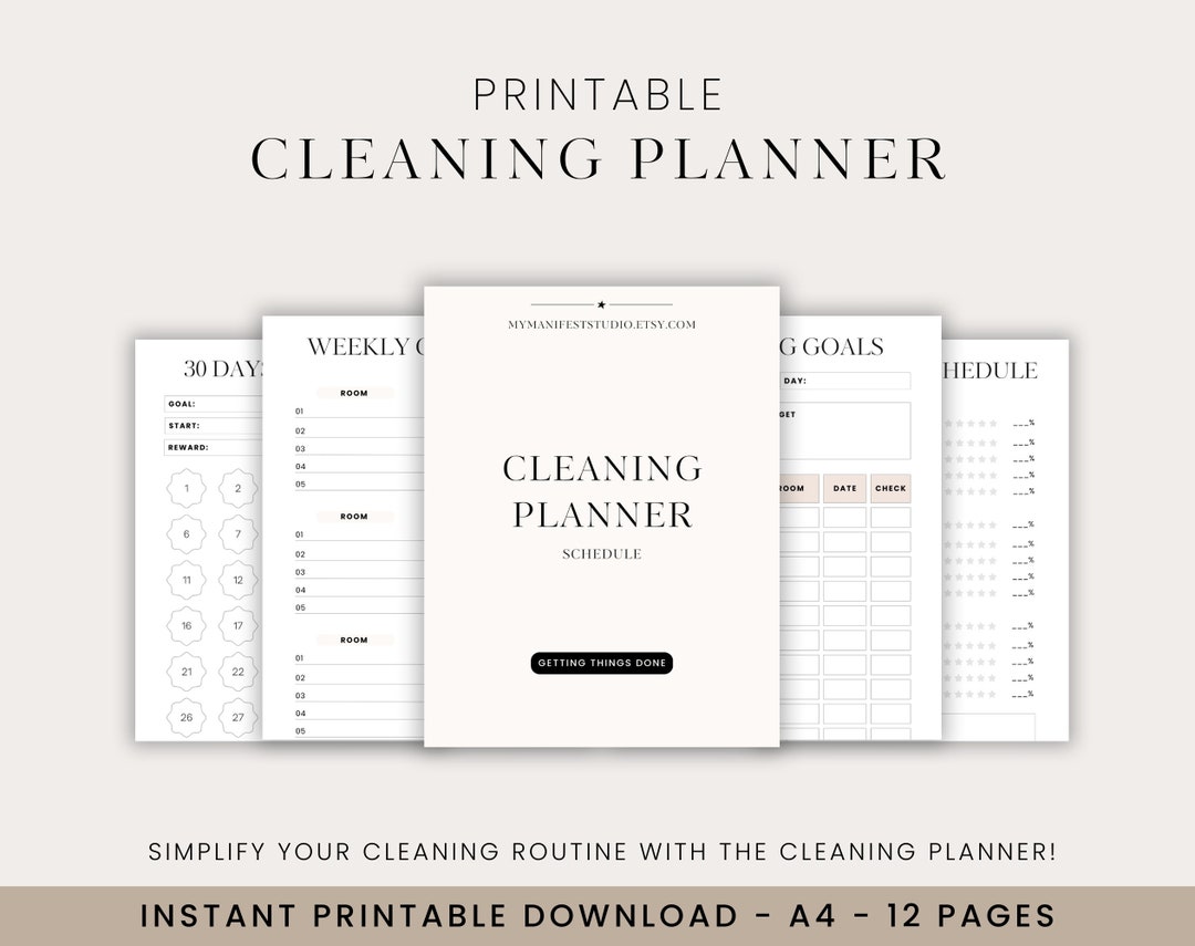 Printable Cleaning Planner, Digital Planner for Cleaning, A4 Size ...