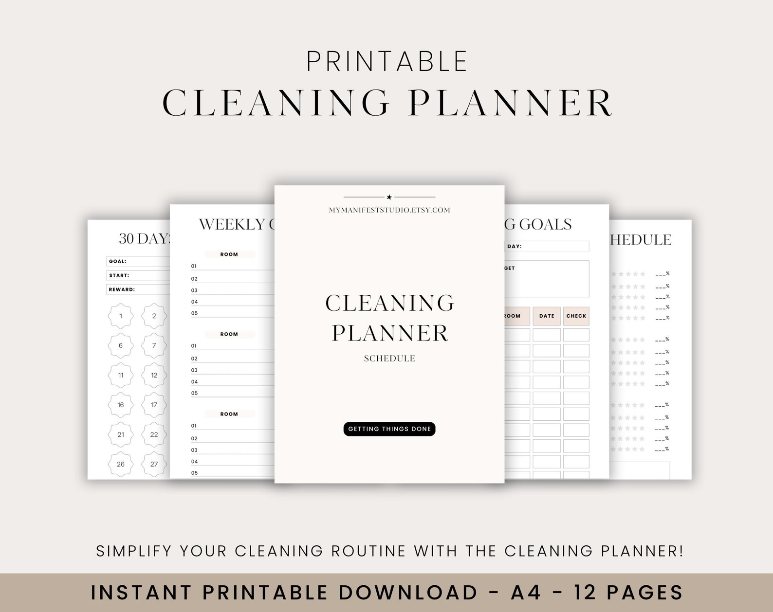 Printable Cleaning Planner, Digital Planner for Cleaning, A4 Size ...
