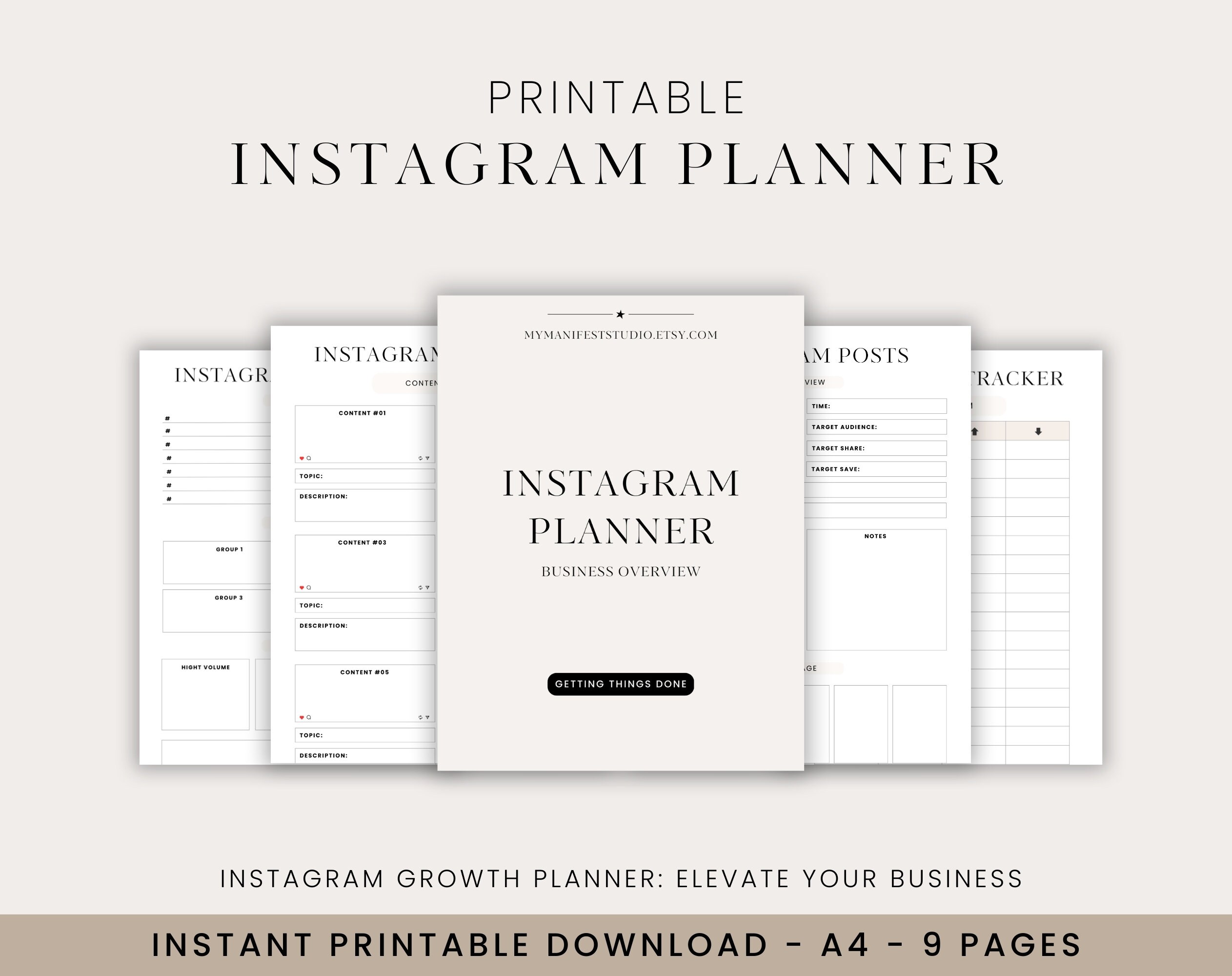 Printable Instagram Planner, Content Planner for Instagram, A4 Size ...