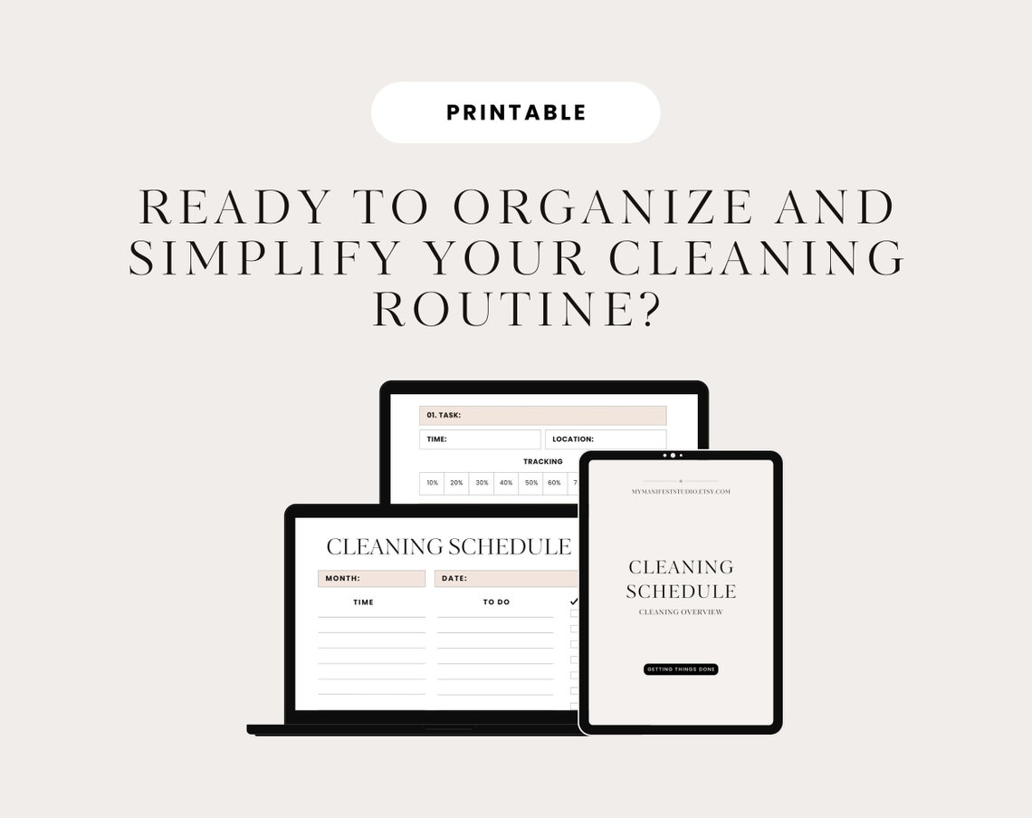 Printable Cleaning Schedule, Digital Schedules for Cleaning, A4 Size ...