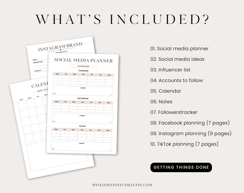 Printable Social Media Planner Bundle, Content Planner for Instagram ...