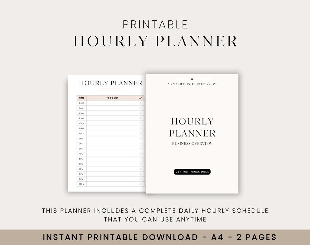Printable Hourly Planner, Daily Hour Planner, A4 Size, Instant Download ...
