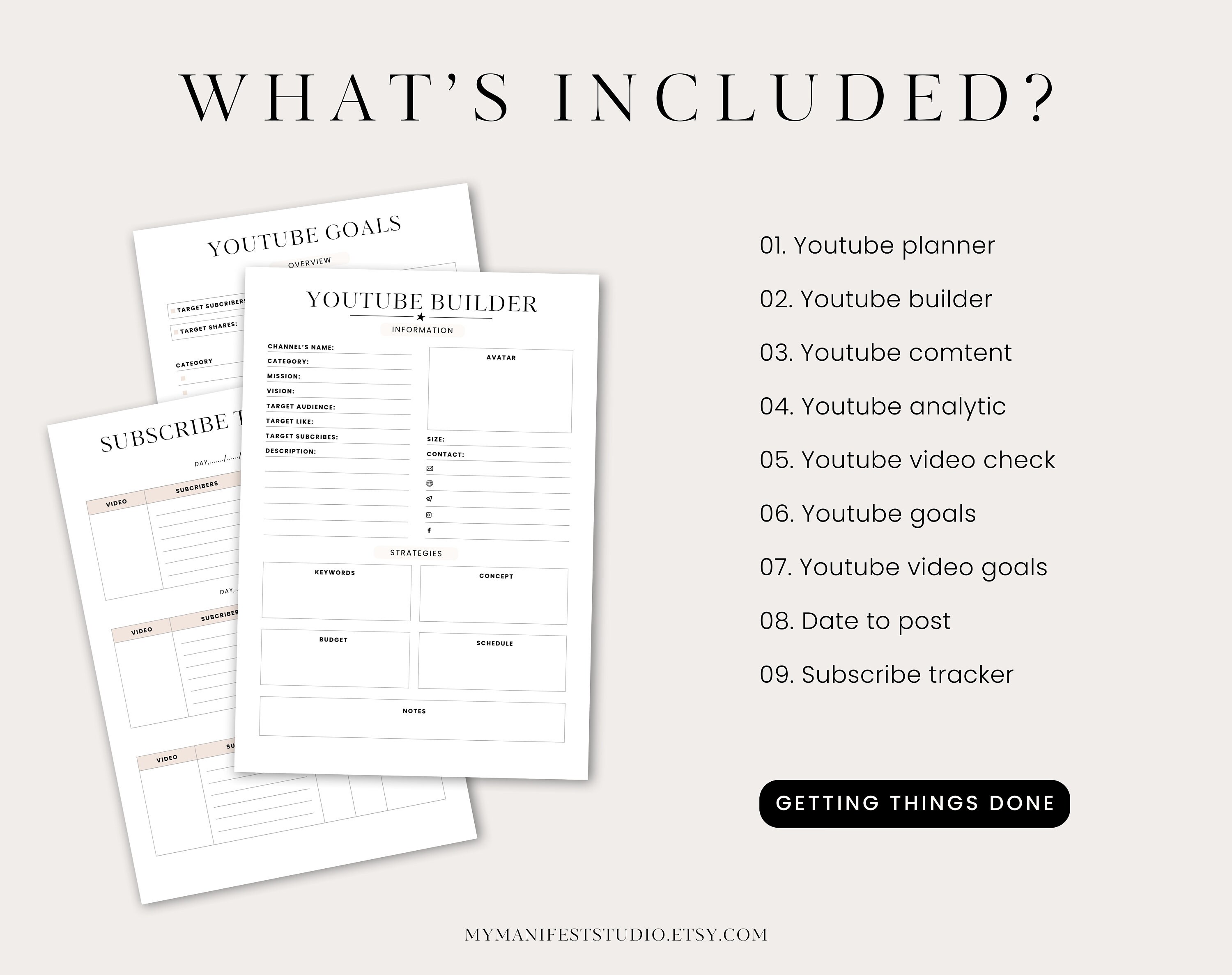 Printable Youtube Planner, Content Planner for Youtube, A4 Size ...