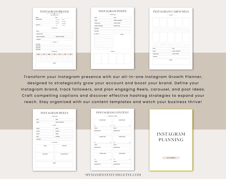 Printable Social Media Planner Bundle, Content Planner for Instagram ...