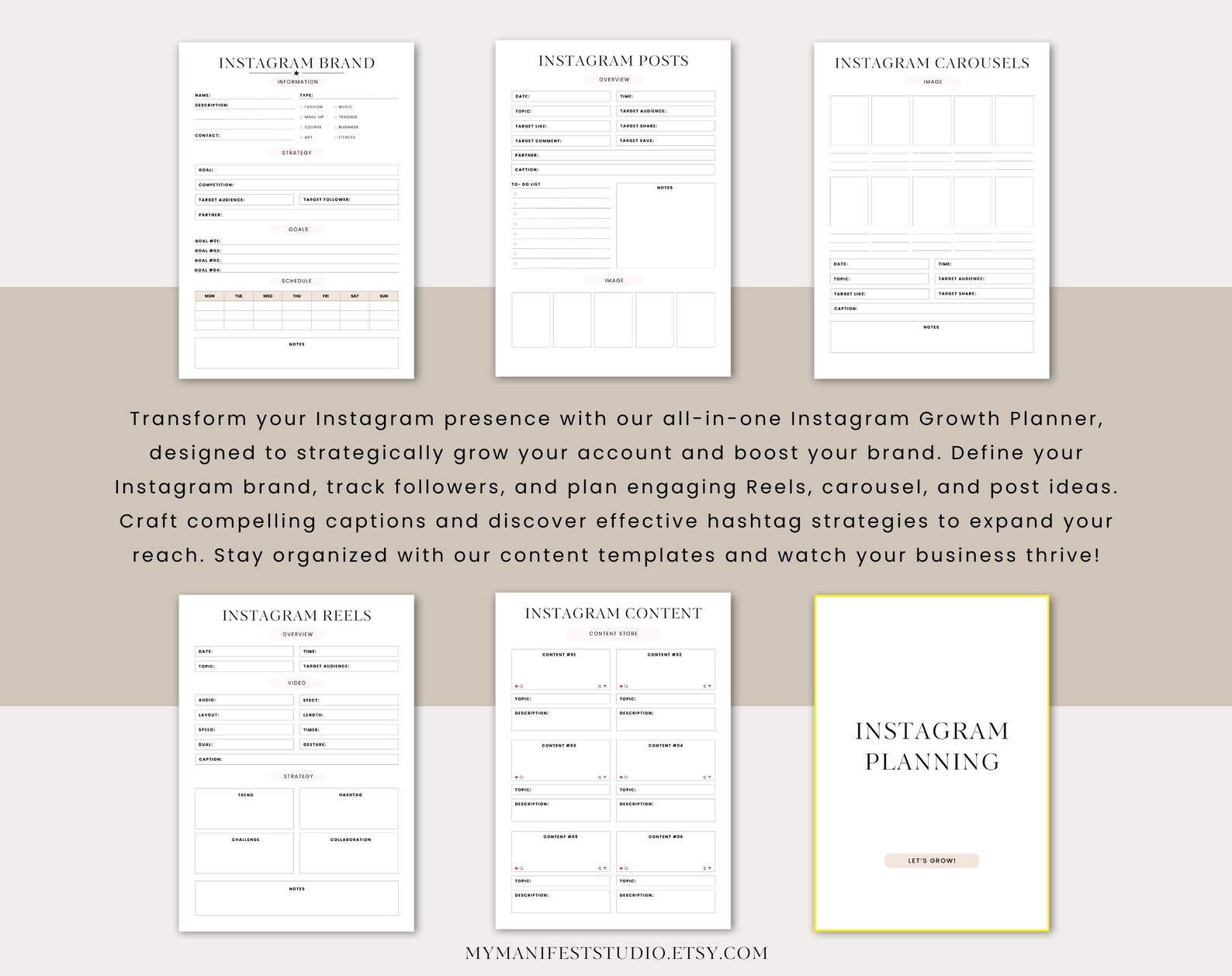 Printable Instagram Planner, Content Planner for Instagram, A4 Size ...