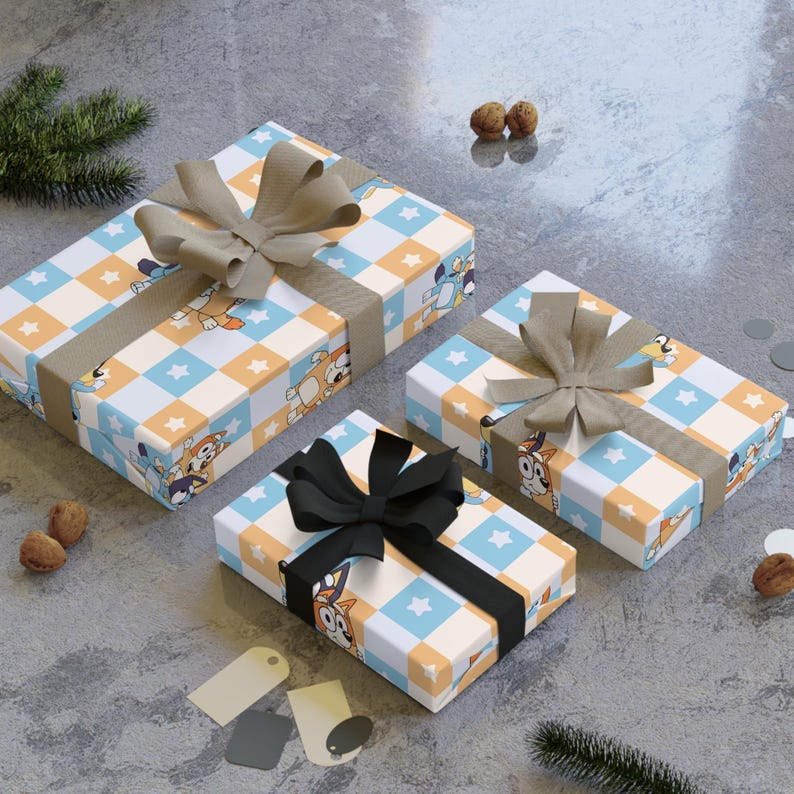 Bluey Cartoon Seamless Checkered Pattern Cute Blue Orange Dog Checker ...