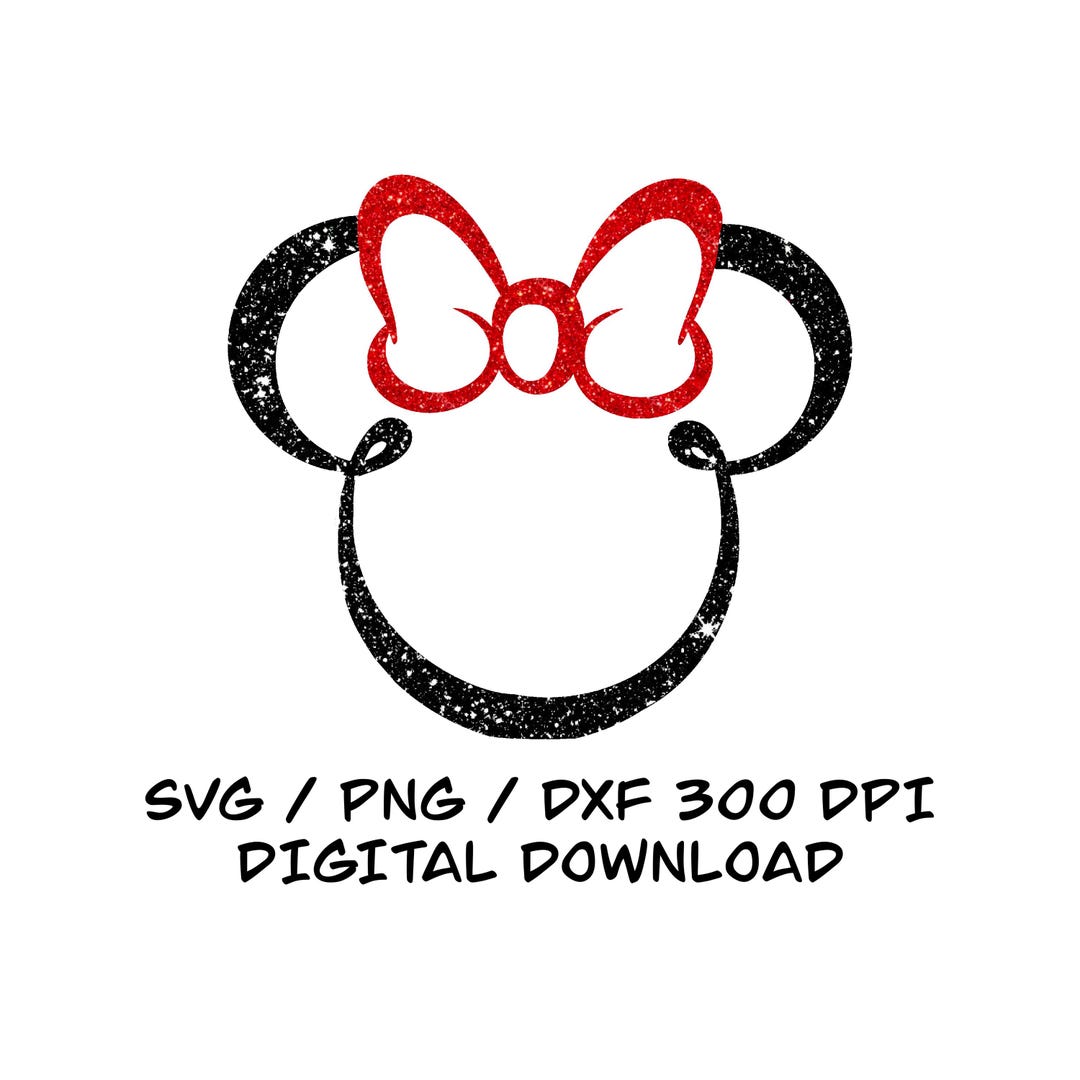 Minnie Mouse Svg,png ,dxf Minnie Black and Red Glitter,cartoon ,disney ...