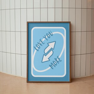 Vibrant Retro Blue Uno Playing Card Poster Print | Reversal Uno Card ...