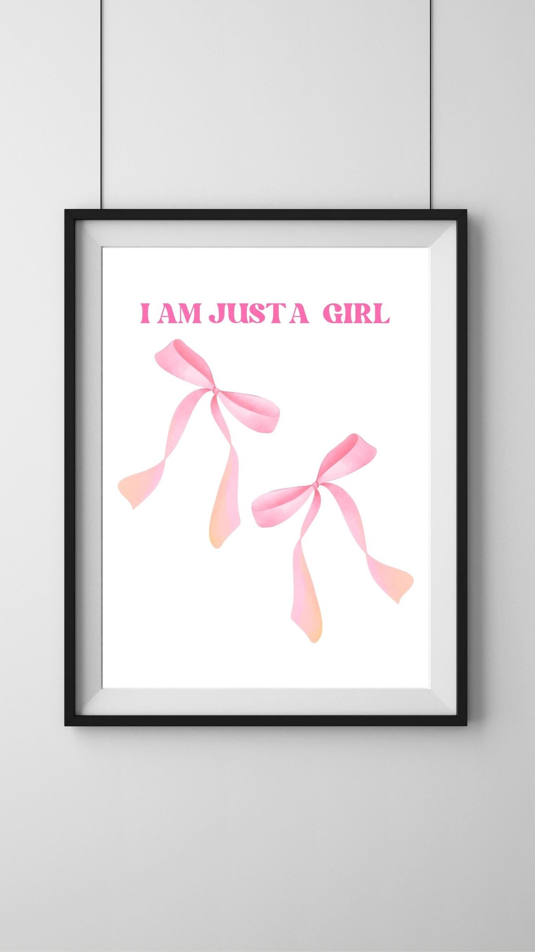 I Am Just a Girl Bows Preppy Wall Art Quote Print Cute Feminine ...