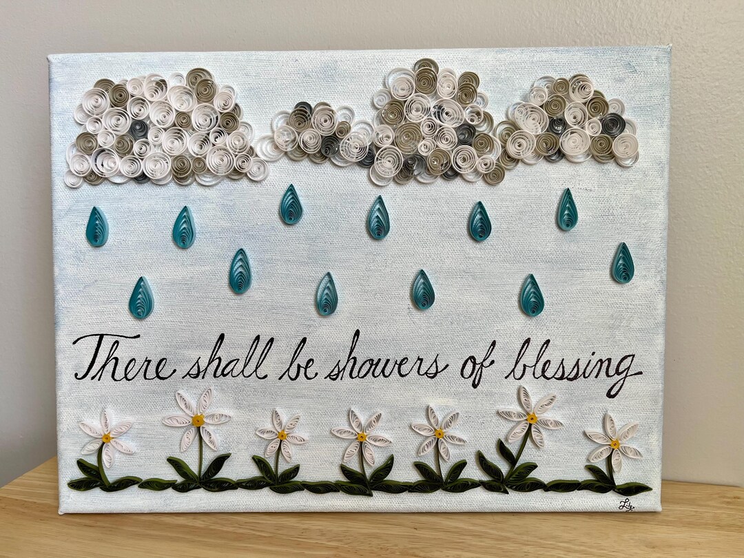 Showers of Blessing Paper Quilling Spring Wall Decor Unique Scripture ...