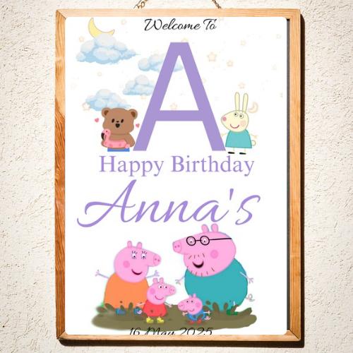 Editable Peppa Pig Birthday Welcome, Sign Canva Template, Personalized ...