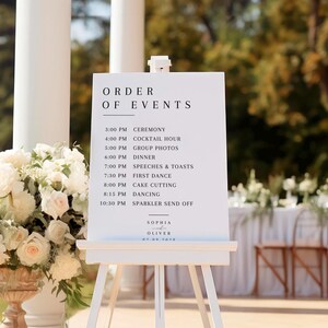 Minimalist Order of Events Sign, Wedding Order of Events Poster ...