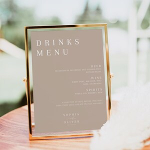 Modern Wedding Bar Menu Template, 8x10, 16x20 Minimalist Bar Menu ...