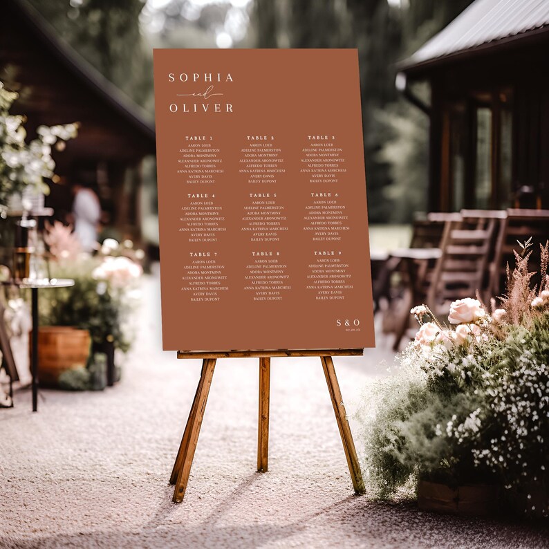Minimal Wedding Seating Sign Taupe Beige, Simple Wedding Seating Chart ...