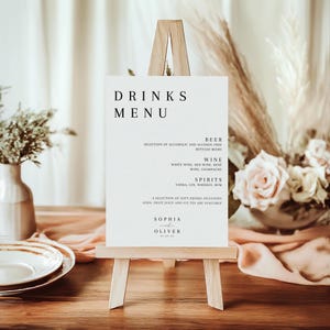 Modern Wedding Bar Menu Template, 8x10, 16x20 Minimalist Bar Menu ...