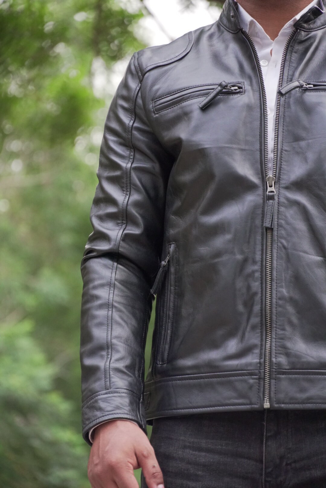 Cafe Racer Style Leather Jacket Leather Jacket for Men Biker Jacket ...